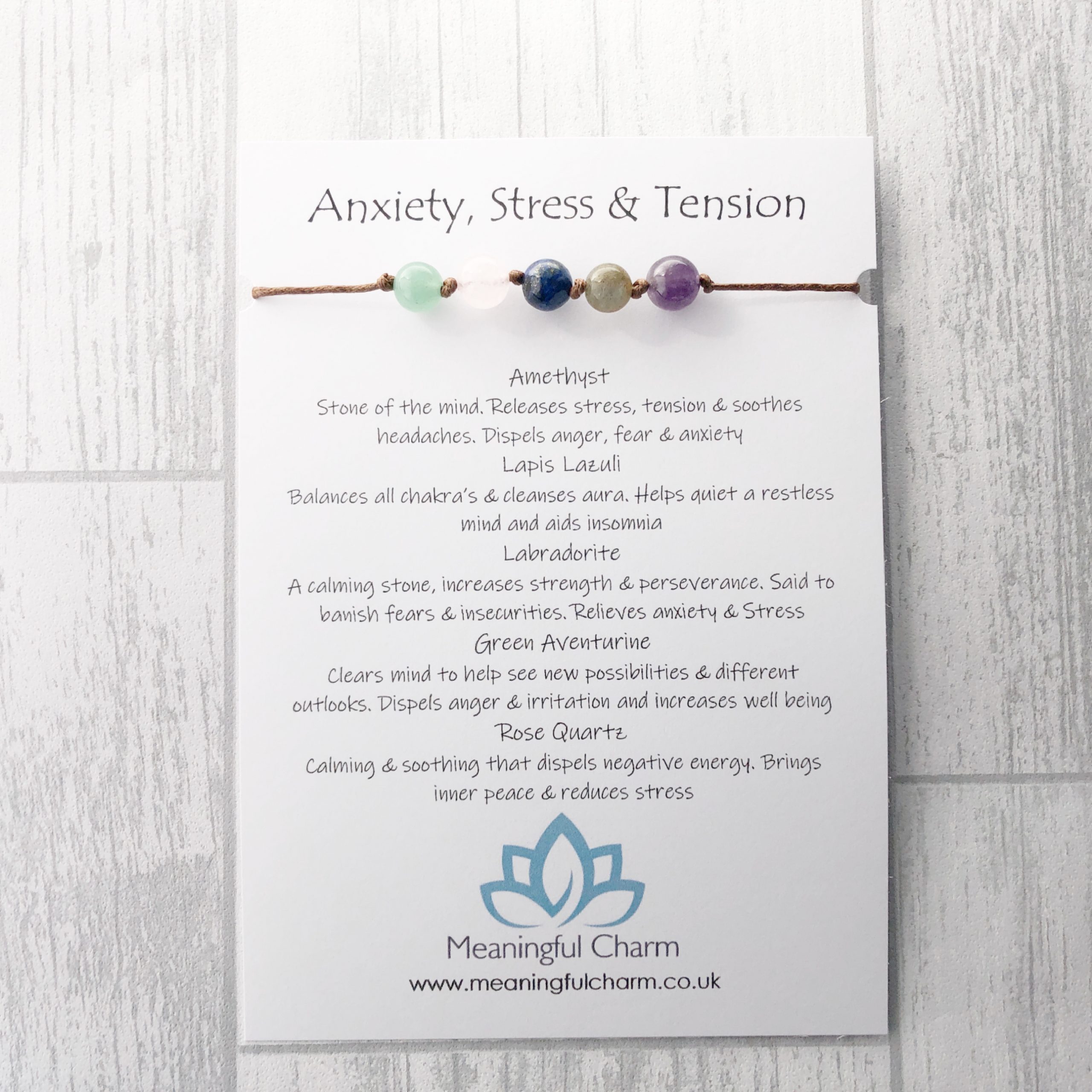 Anxiety & Stress Gemstone Bracelet - Meaningful Charm