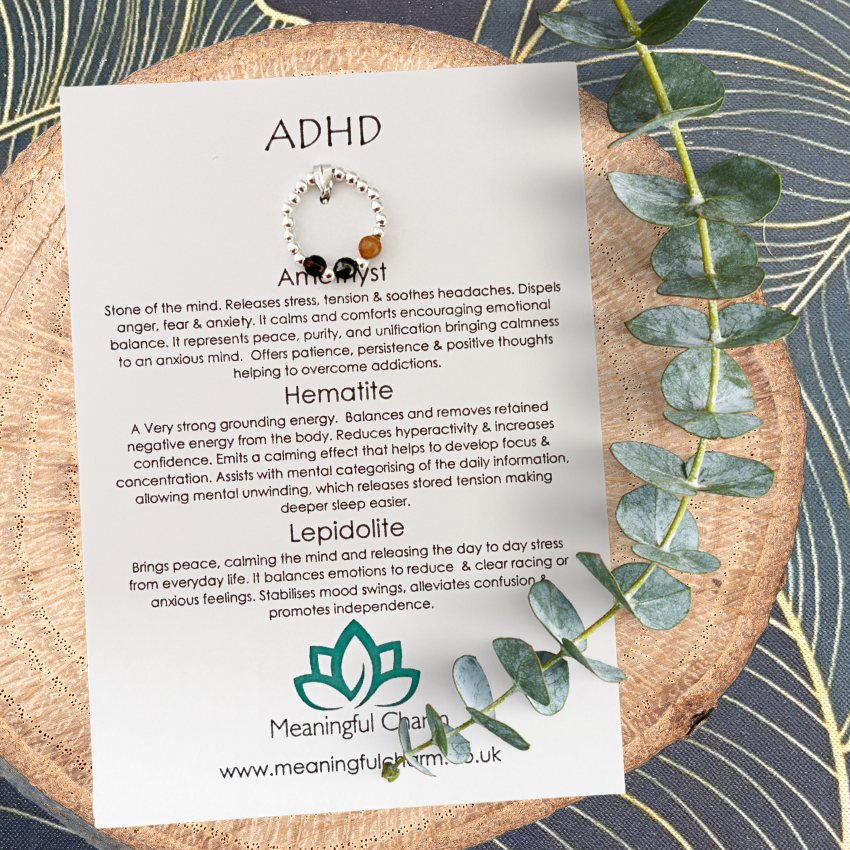 Sterling Silver ADHD Ring - Meaningful Charm